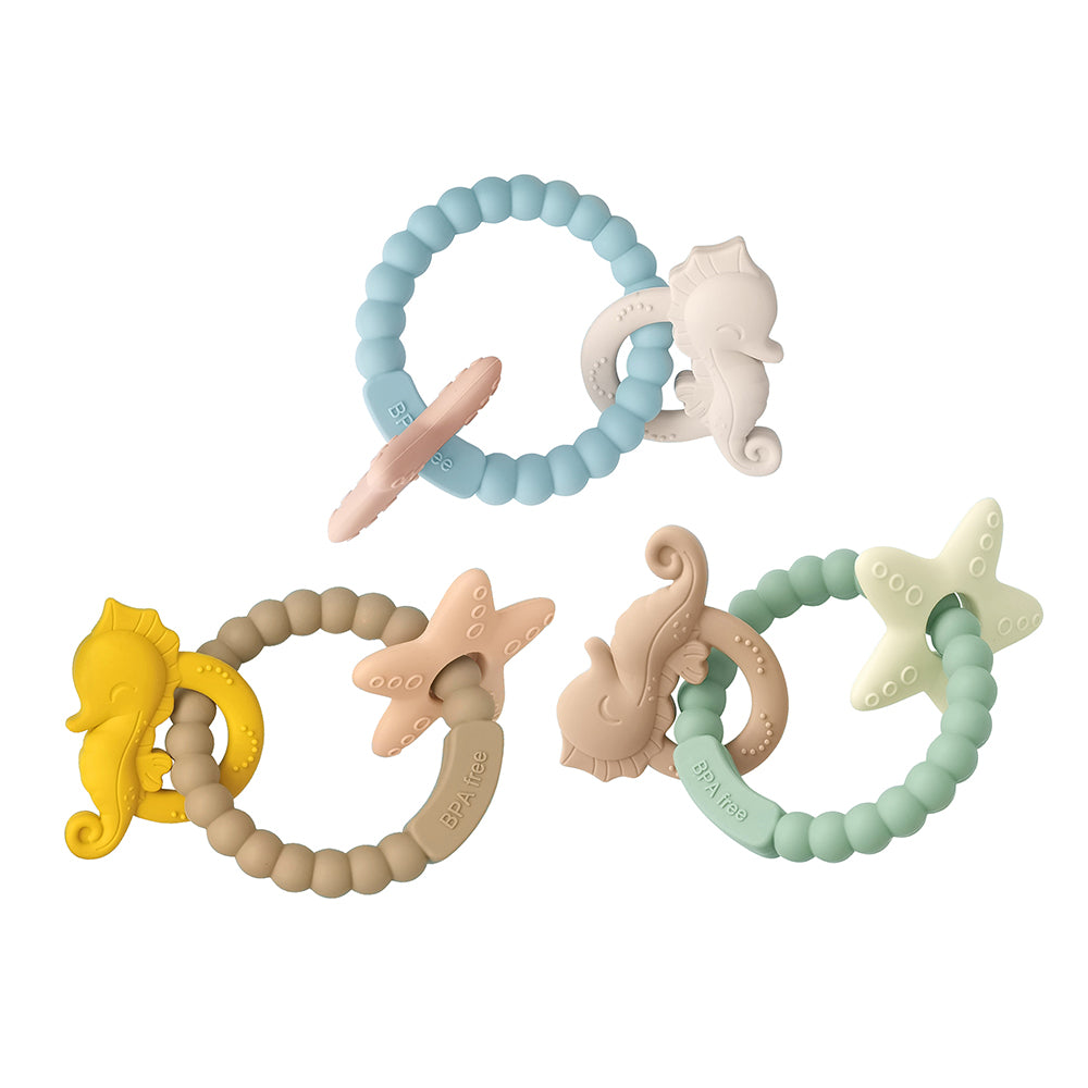 Seahorse and Starfish Silicone Teether Ring – Bloom Bambini